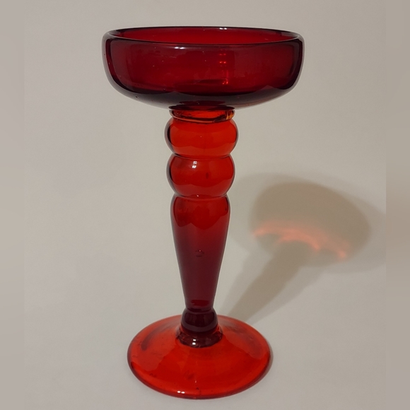 BLENKO | Accents | Gorgeous Vintage Glows Ruby Red Hand Blown Pillar ...